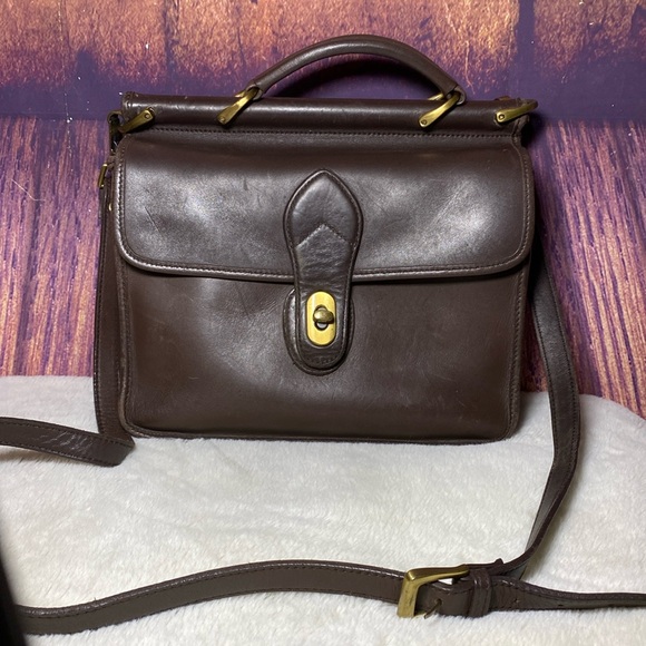 croft & barrow | Bags | Vtg Brown Leather Brass Satchel Croft Barrow ...